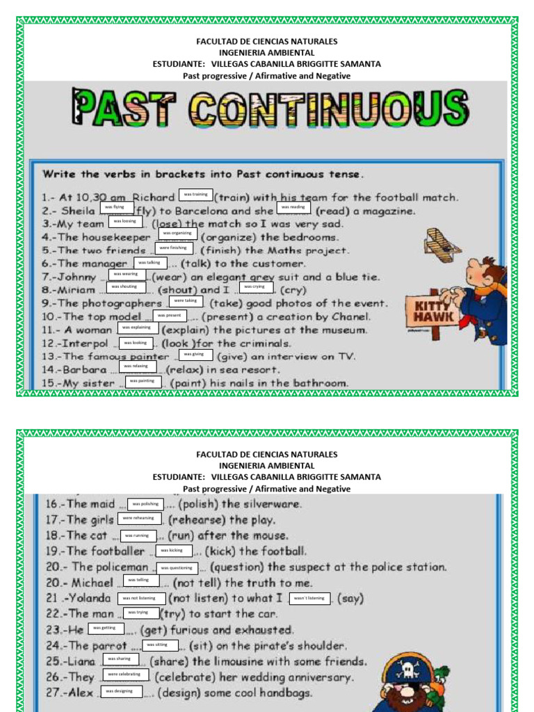 Past Progressive - Afirmative and Negative | PDF