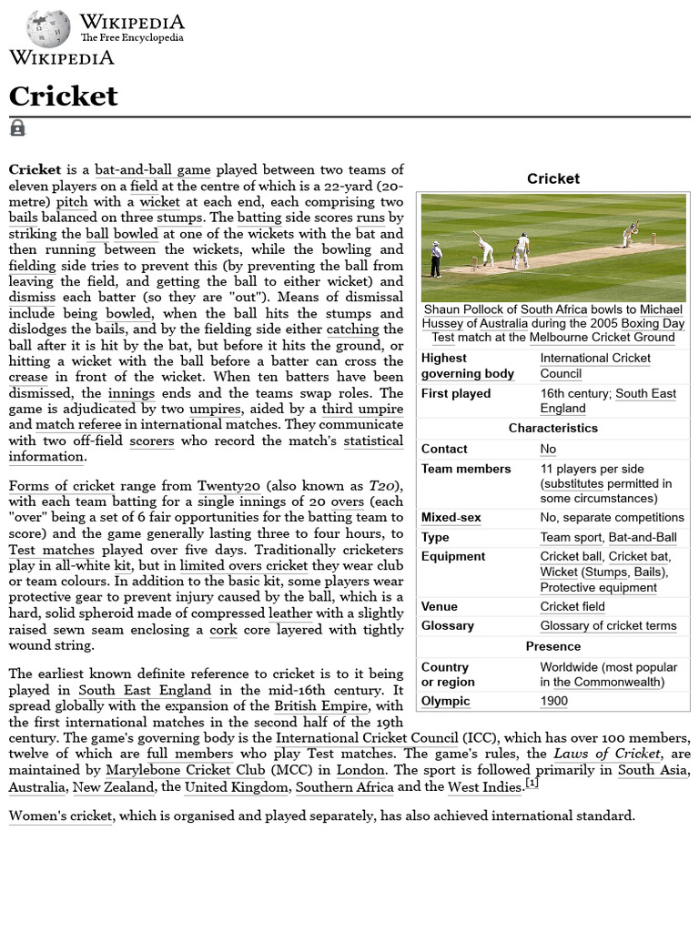 Cricket | PDF