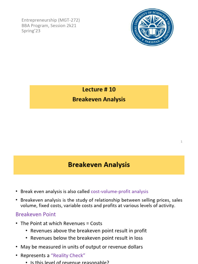 Wk13-Breakeven Analysis | PDF