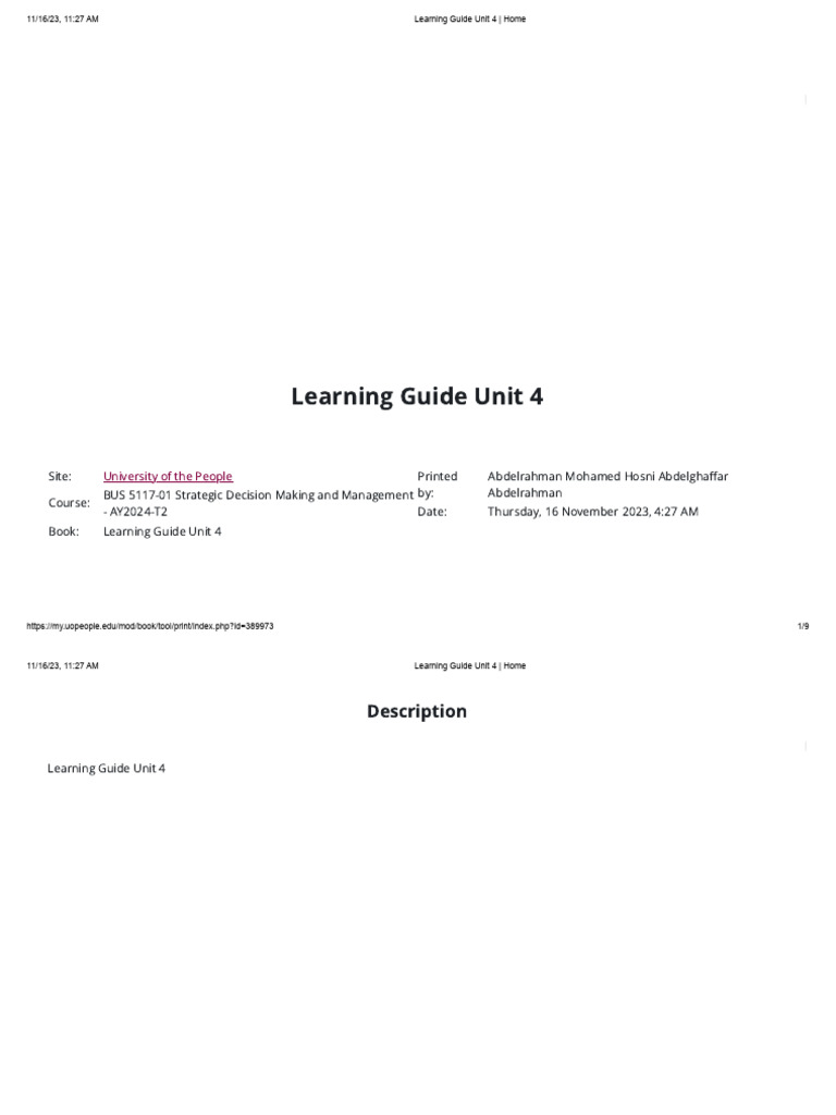 Learning Guide Unit 4 - Home | PDF