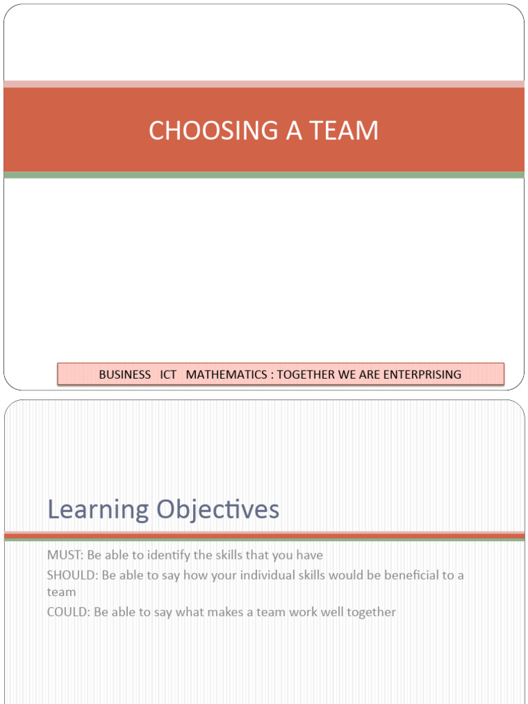 7 Choosing a Team | PDF | Mathematics | Brainstorming