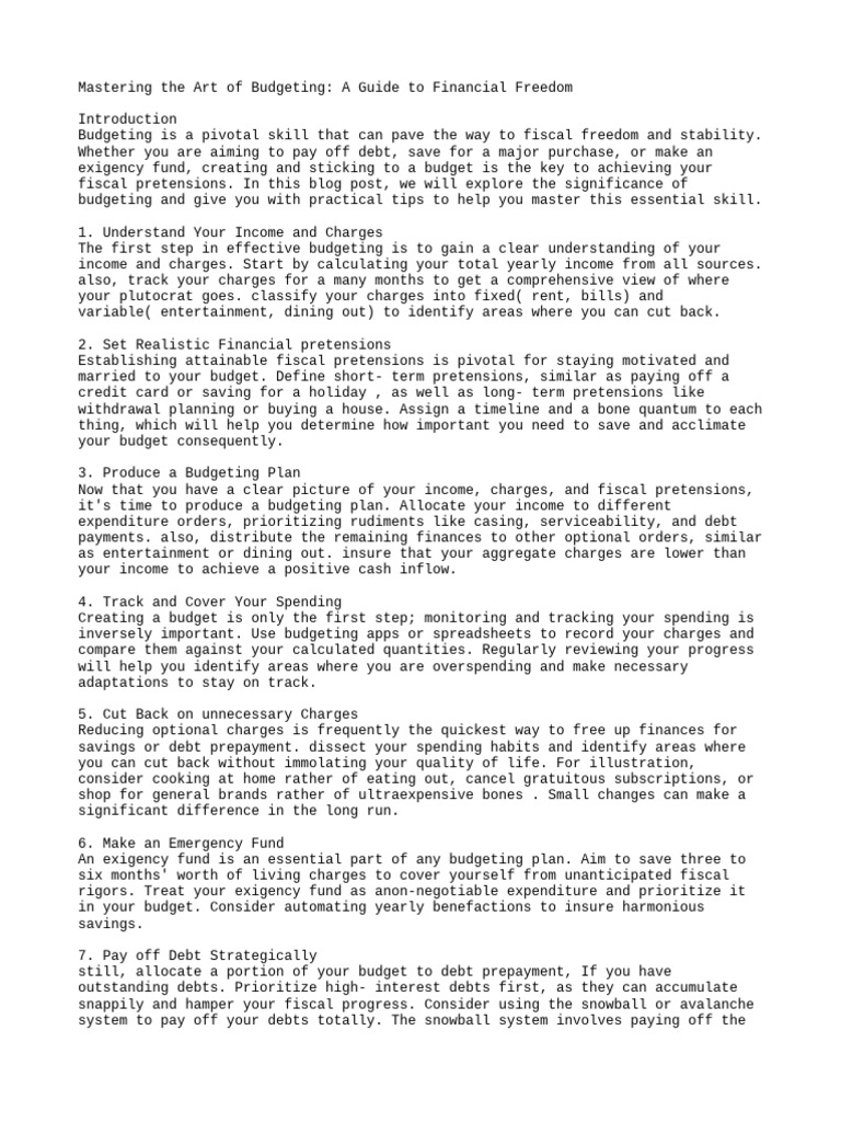 Mastering The Art of Budgeting | PDF | Budget | Debt