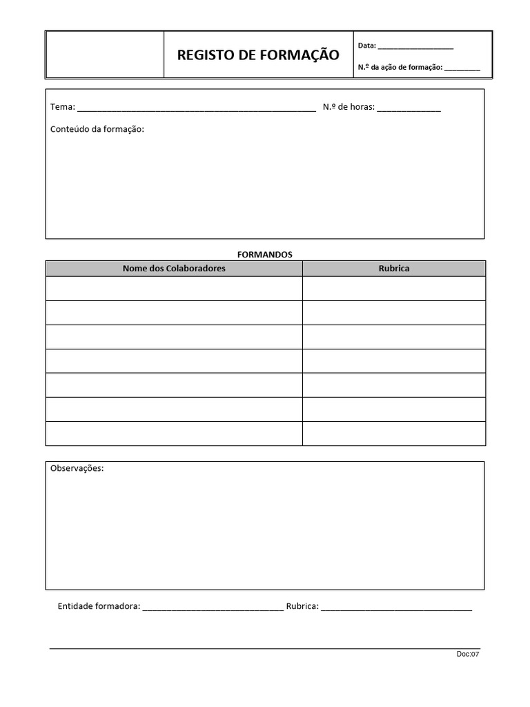 06 Registos de Formação 2023 | PDF | Carreira e Crescimento | Finanças ...