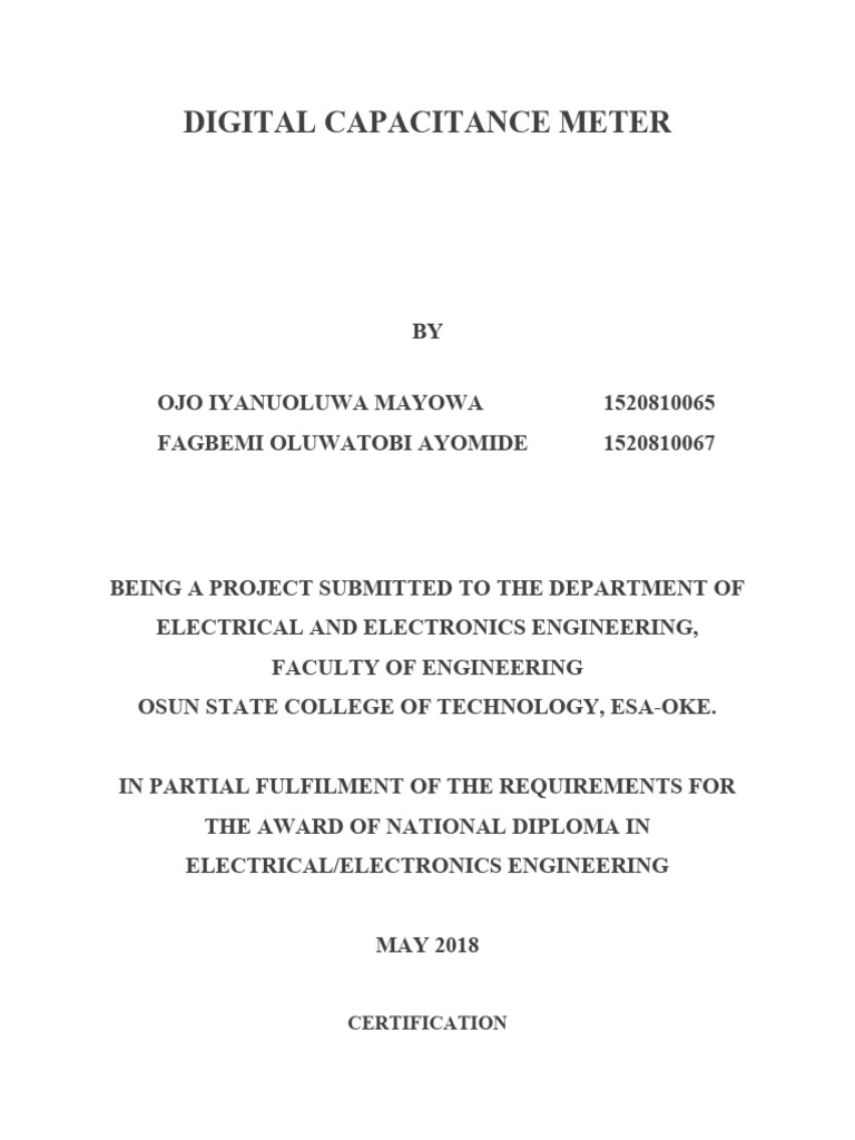 Digital Capacitance Meter | PDF | Capacitor | Diode