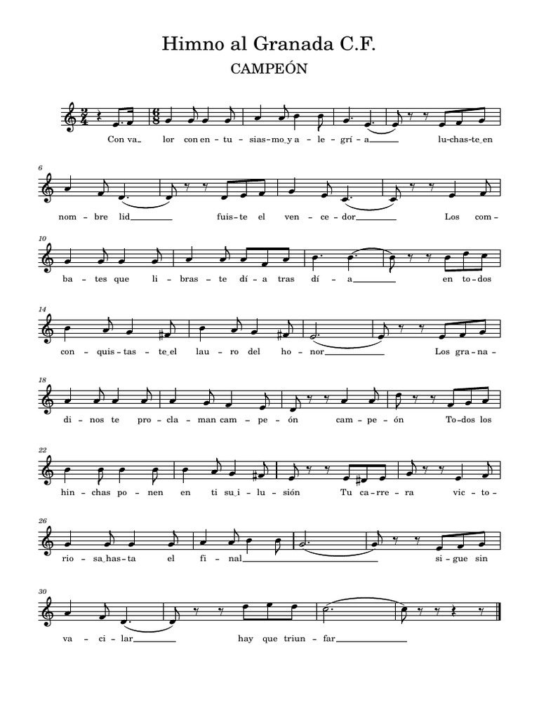 Himno Al Granada C.F. | PDF