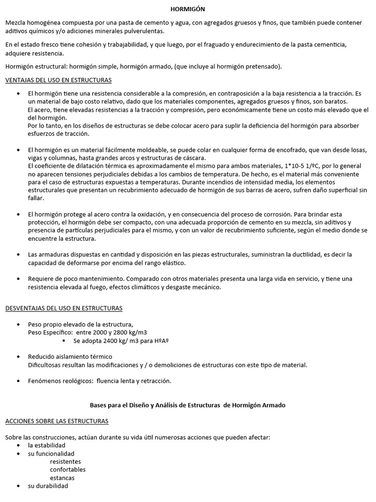 Resumen parte 1 | PDF | Hormigón | Ingeniería de Edificación