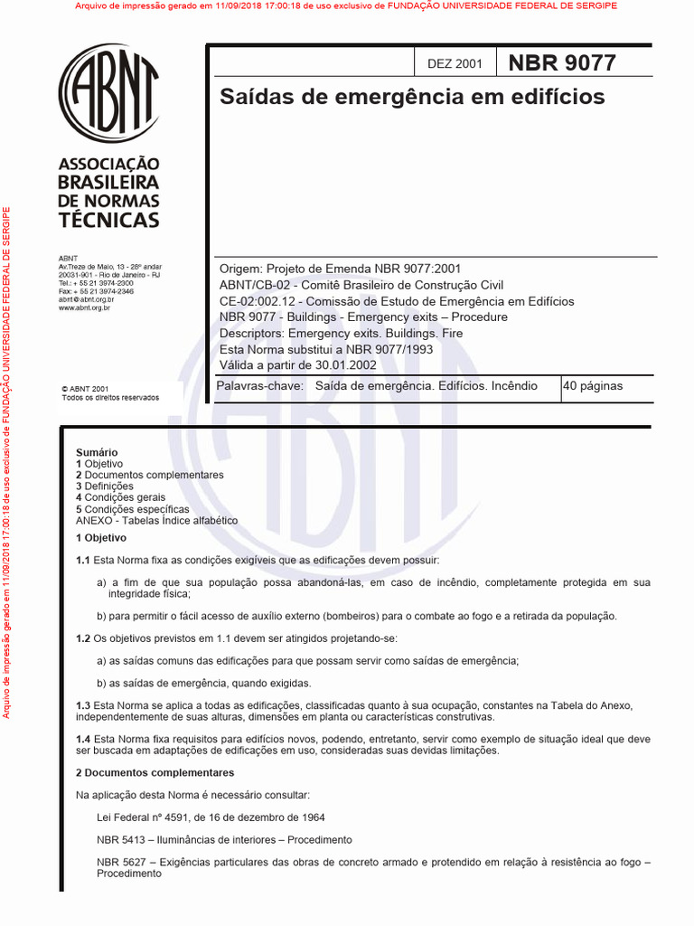 ABNT NBR 9077-01 - 1_20 | PDF | Construção | Engenharia Civil