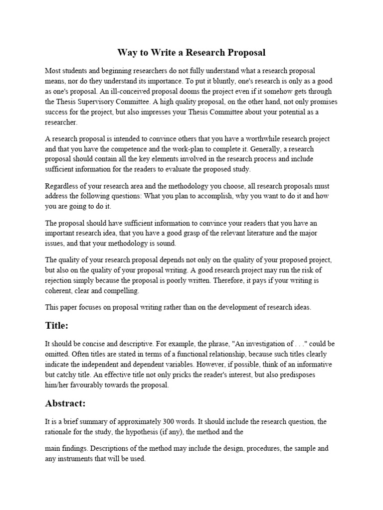 Way To Write A Research Proposal | PDF | Qualitative Research | Methodology