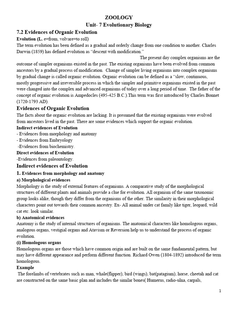 Unit 7 Evolutionary Biology 2080 Remaining | PDF | Homology (Biology ...
