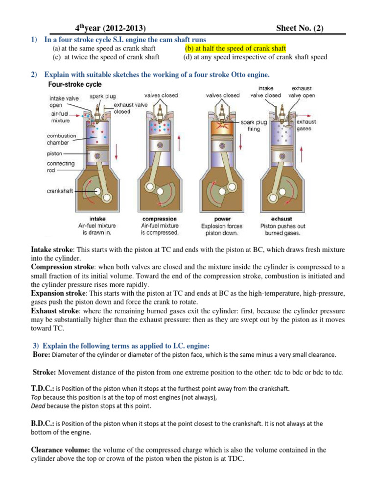 Solution of Sheet 2 ICE | PDF | Internal Combustion Engine | Diesel Engine