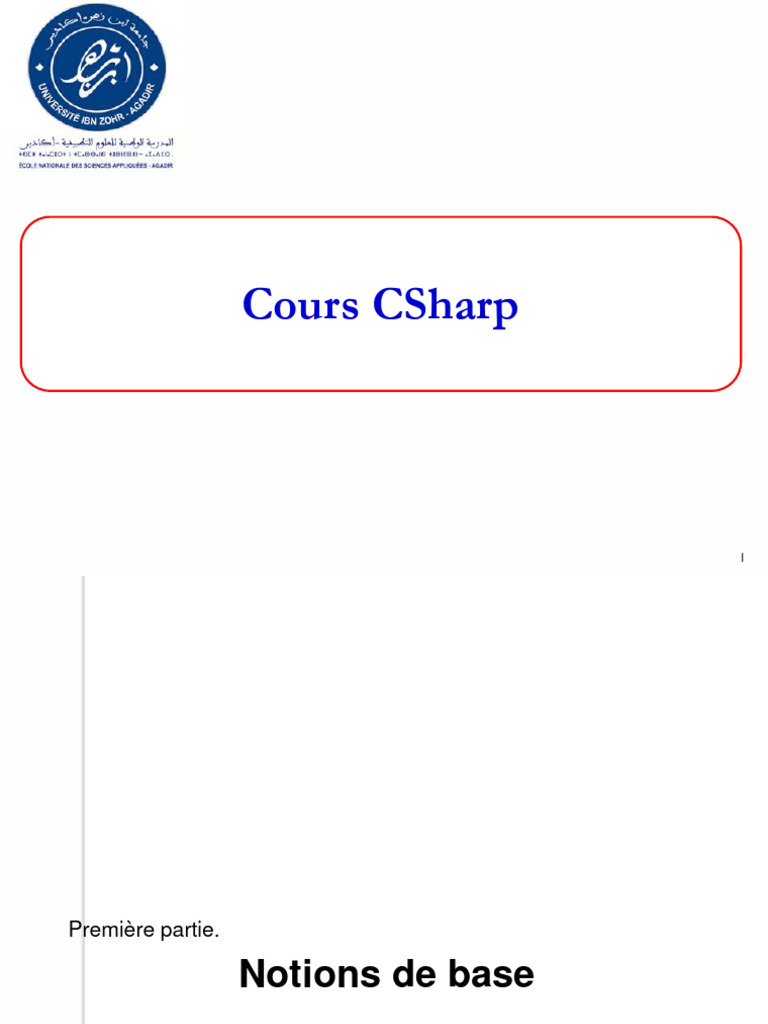 Cours 2 C Sharp | PDF | C# (Langage de programmation) | Environnement de développement