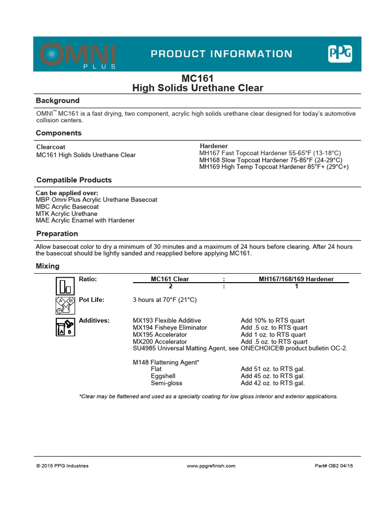 Ob2 mc161 High Solids Urethane Clear 04 15 | PDF | Secondary Sector Of The Economy | Materials