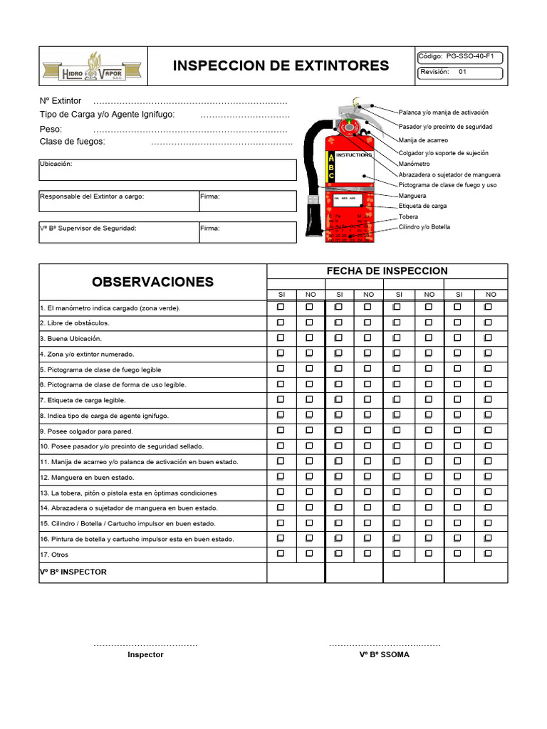 Formato de Inspeccion de Extintores | PDF