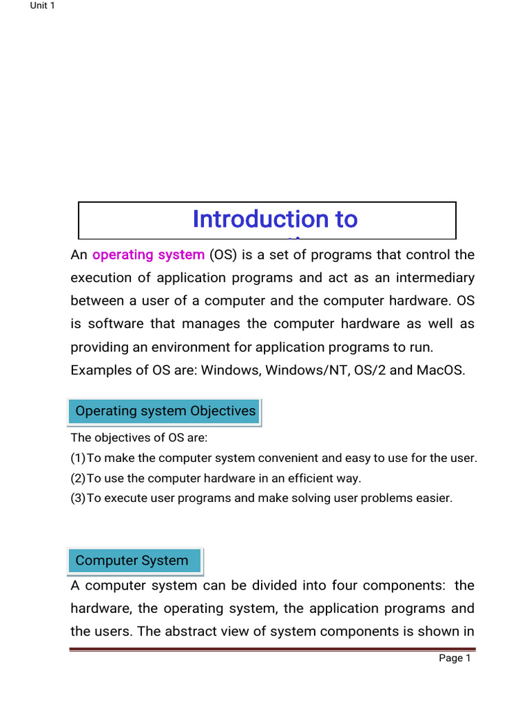 Unit1 Operatingsystem | Download Free PDF | Operating System | Computer Data Storage