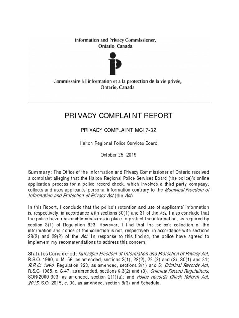mc17 32 Final Privacy Complaint Report | PDF | Credit Card | Criminal ...