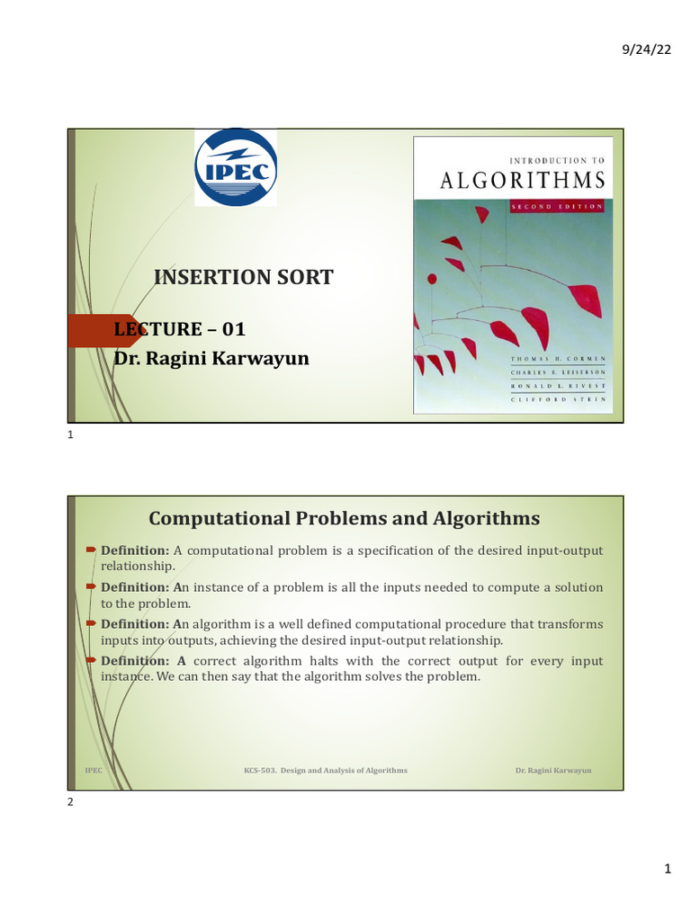 Lecture 01 Daa | Download Free PDF | Computational Complexity Theory | Algorithms