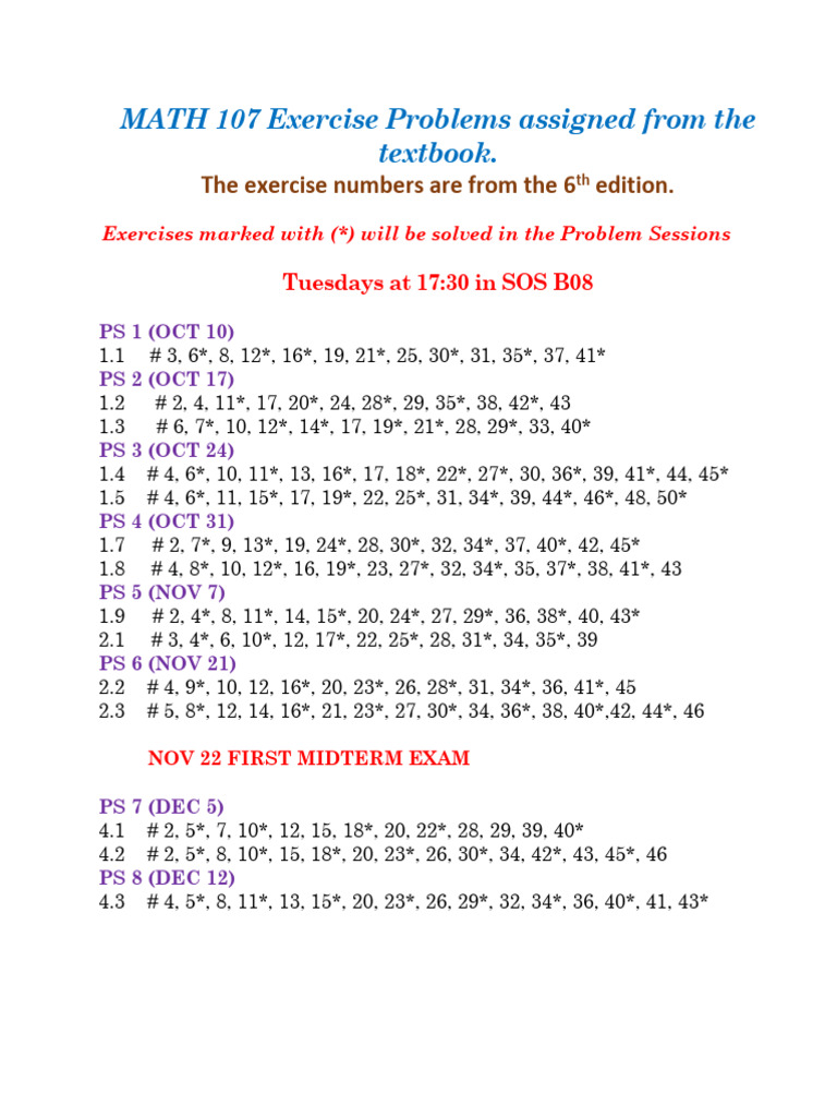 MATH 107 Exercise Problems | PDF