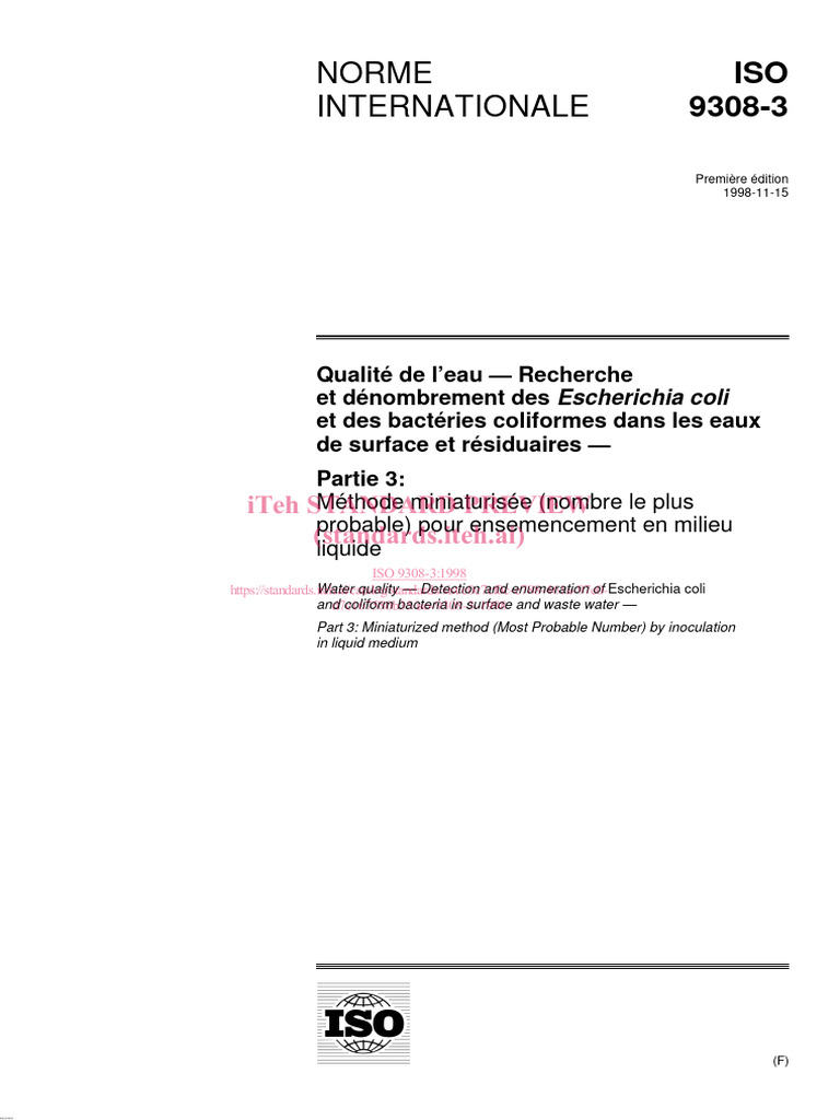 Iso 9308 3 1998 | PDF