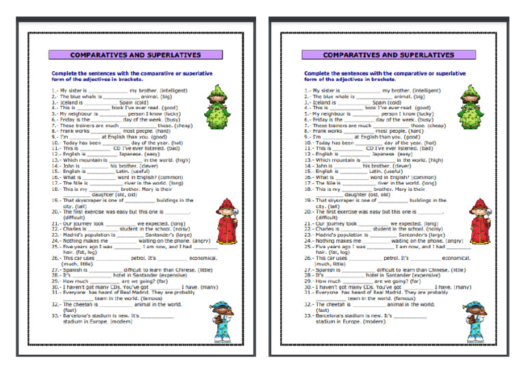 Comparatives and Superlatives Exercises | PDF
