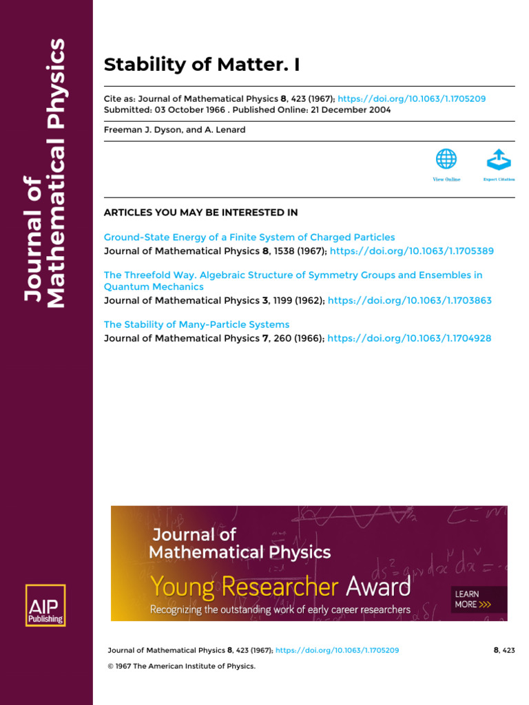 Stability of Matter | PDF