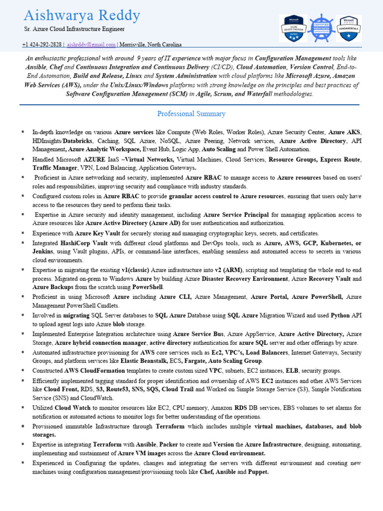 Aishwarya Reddy - Resume OH | PDF | Microsoft Azure | Cloud Computing