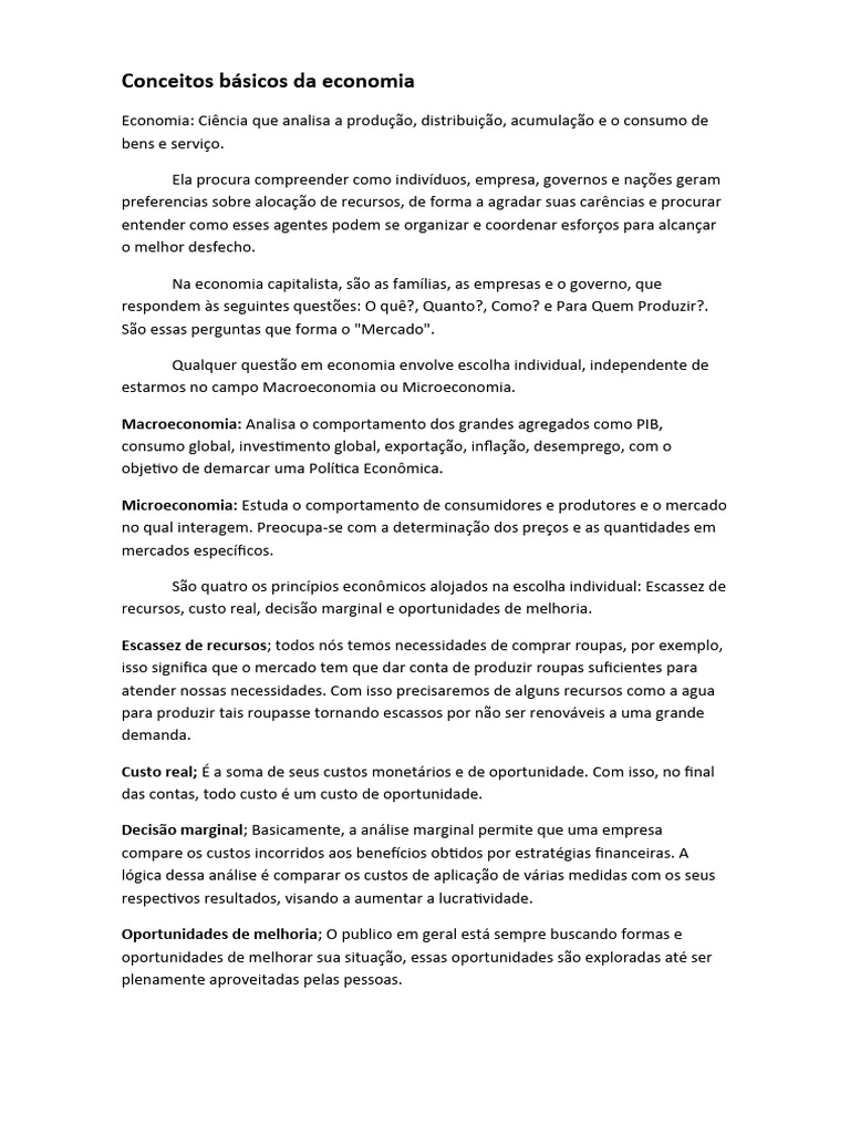 Conceitos Básicos Da Economia | PDF
