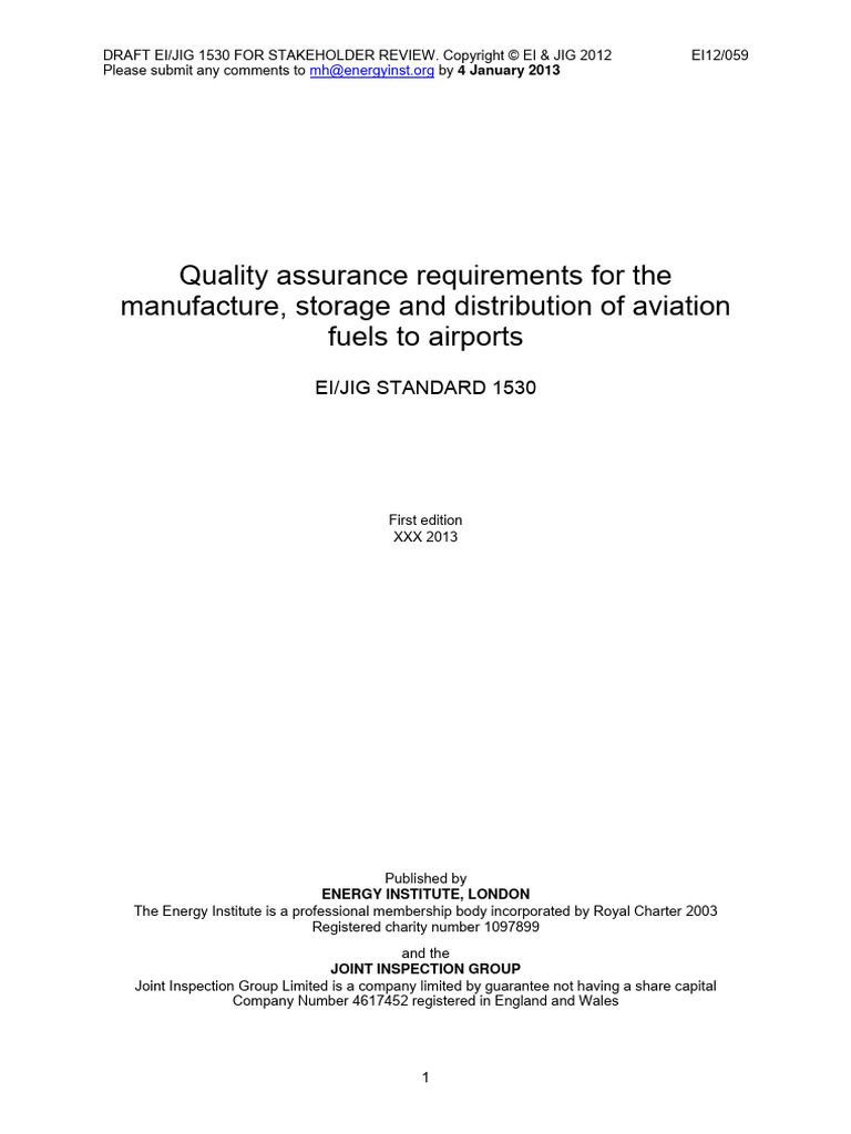 JIG 1530 Quality Assurance Requirements For The Manufacture, Storage and Distribution of ...