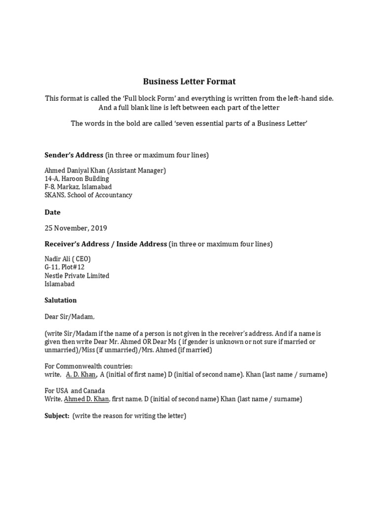 Business Letter Format Guide | PDF