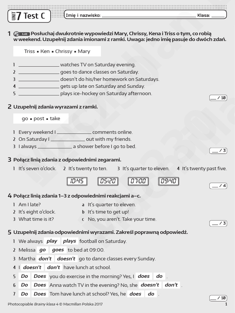 Brainy_kl4_Unit_Test_7_dyslexia | PDF