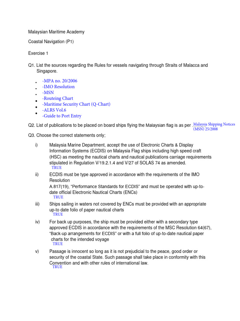 Answer Exercise 1 List The Sources Regarding The Rules For Vessels ... Answer Exercise 1 List The Sources Regarding The Rules For Vessels ...