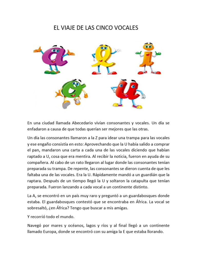 El Viaje de Las Cinco Vocales | PDF
