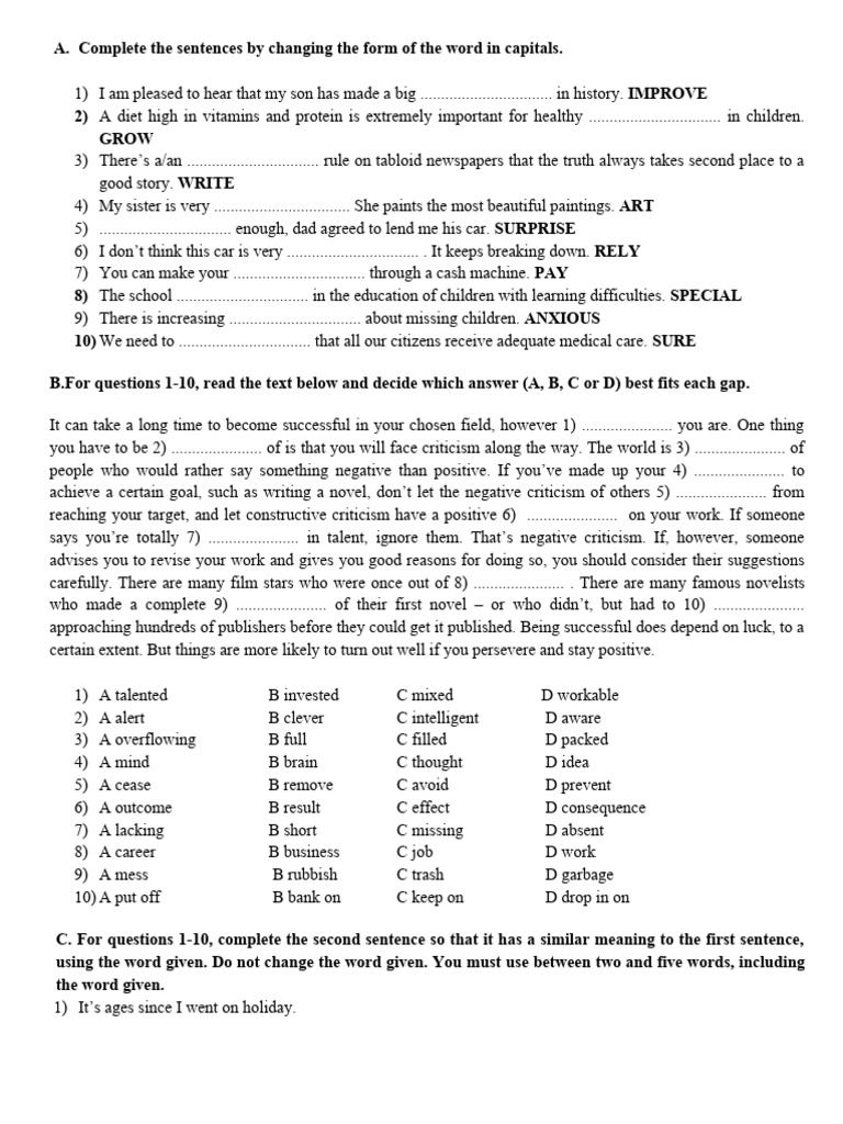 10th Form, Worksheet | PDF