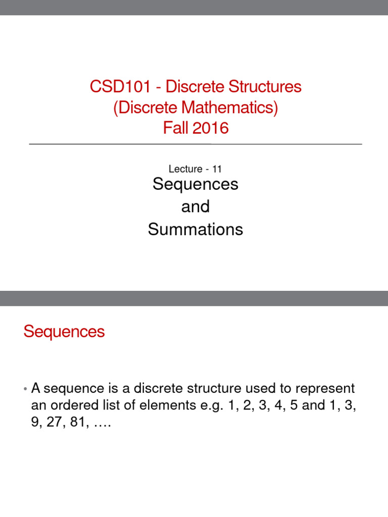 Sequences and Summations in Discrete Math | PDF | Summation | Sequence