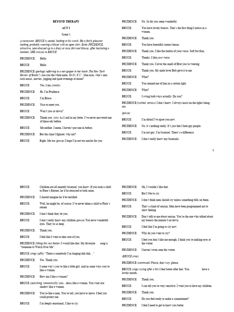 Beyond Therapy Script Complete | PDF