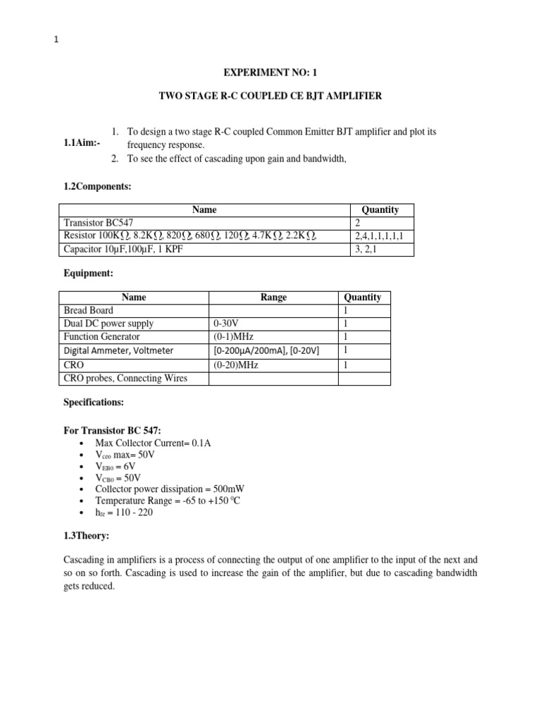 Aec Lab Manual | PDF | Amplifier | Electronic Oscillator