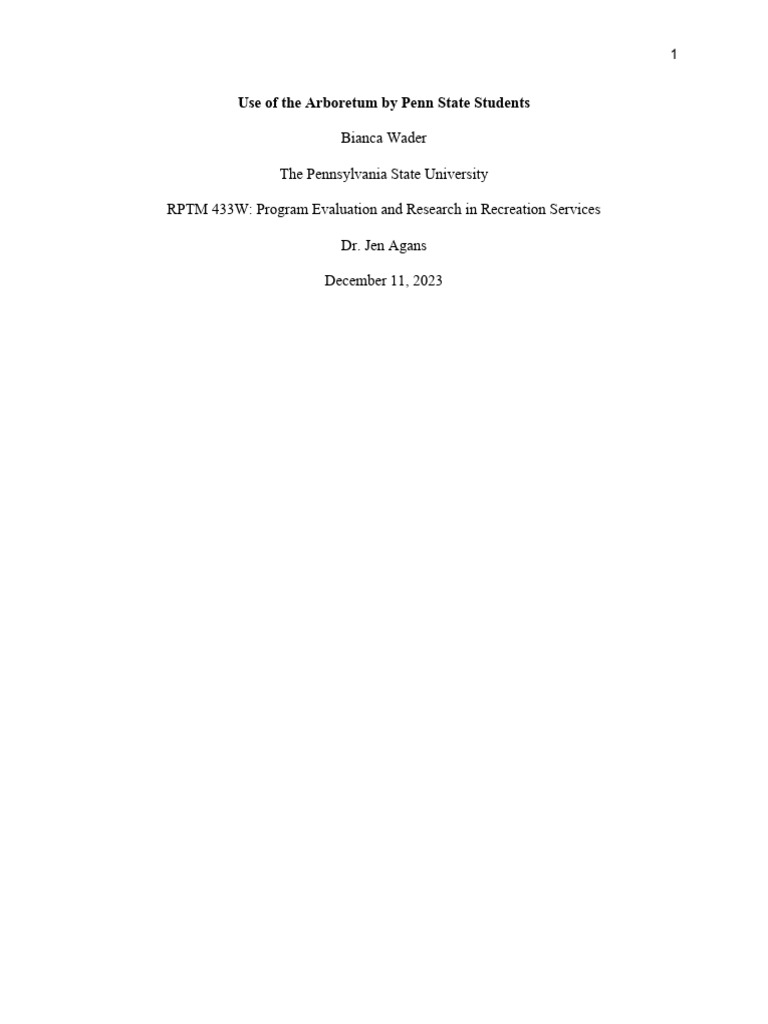 Penn State Students' Arboretum Usage Insights | PDF | Interview ...