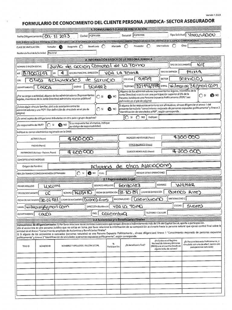 FORMULARIO DE CONOCIMIENTO | PDF