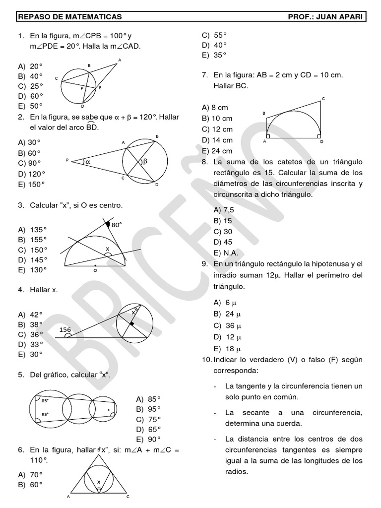 Repaso de Matematicas | PDF | Triángulo | Objetos geométricos