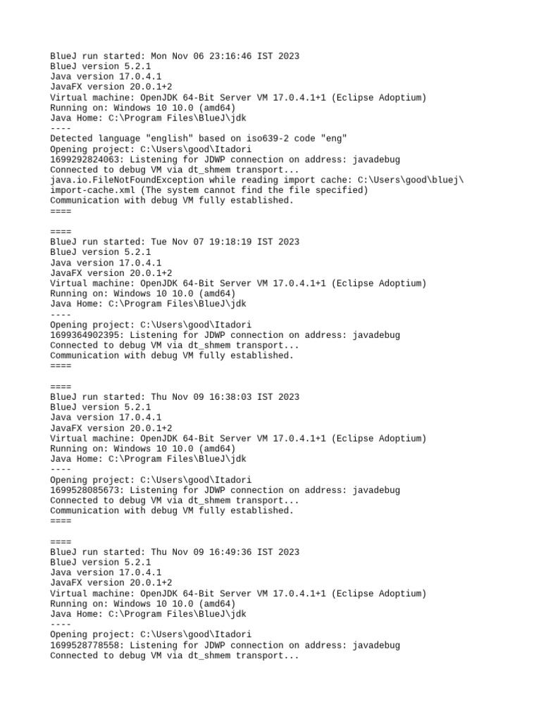 Bluej Debuglog | PDF