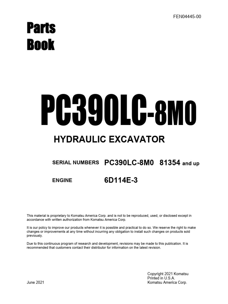 PB PC390LC-8M0 SN 81354-Up Fen04445-00dl | PDF | Motor Oil | Engines