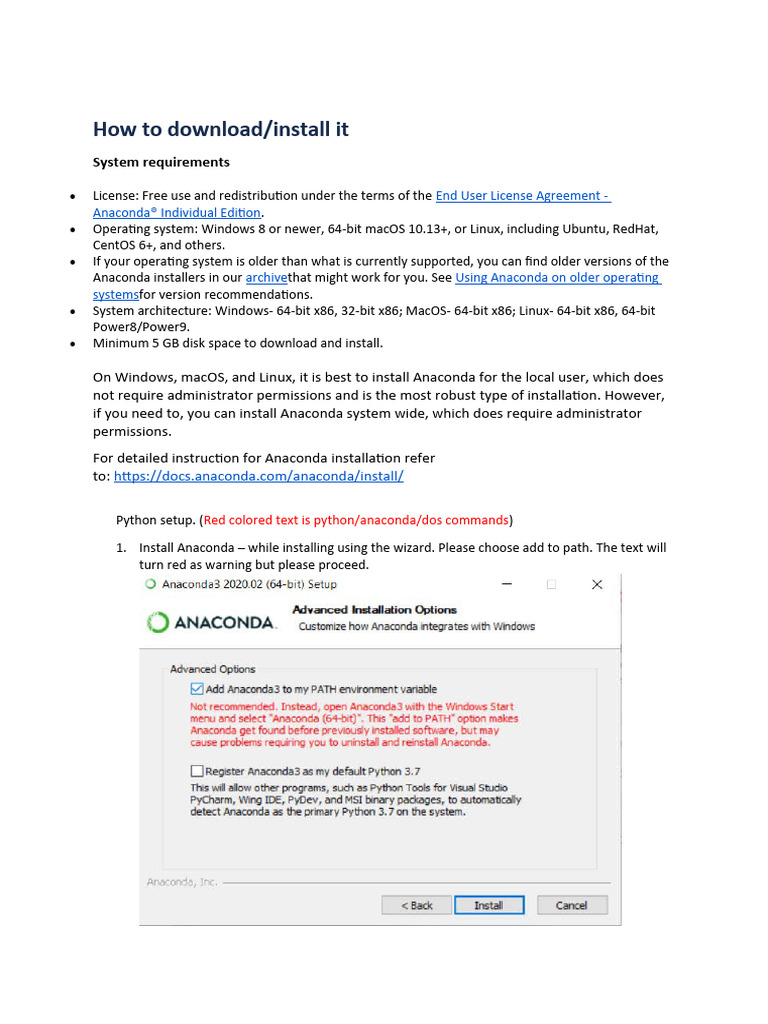 Anaconda and Python Setup (DSC551, IsP560, IsP781) | PDF | 64 Bit ...