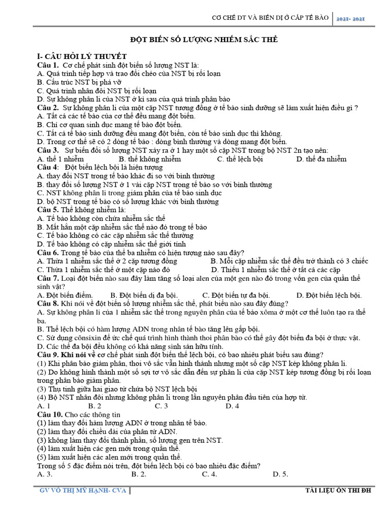 Bai 6 - Dot Bien So Luong NST - Hs | PDF