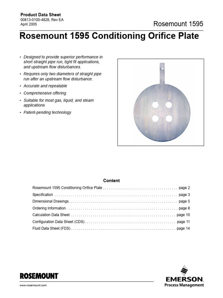 Pds Rosemount 1595 | PDF | Flow Measurement | Transparent Materials