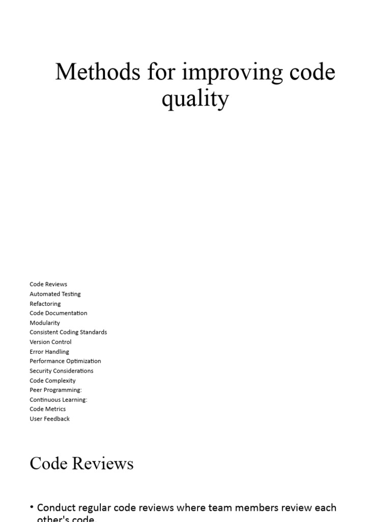Enhancing Code Quality Techniques | PDF | Computer Programming | Source Code