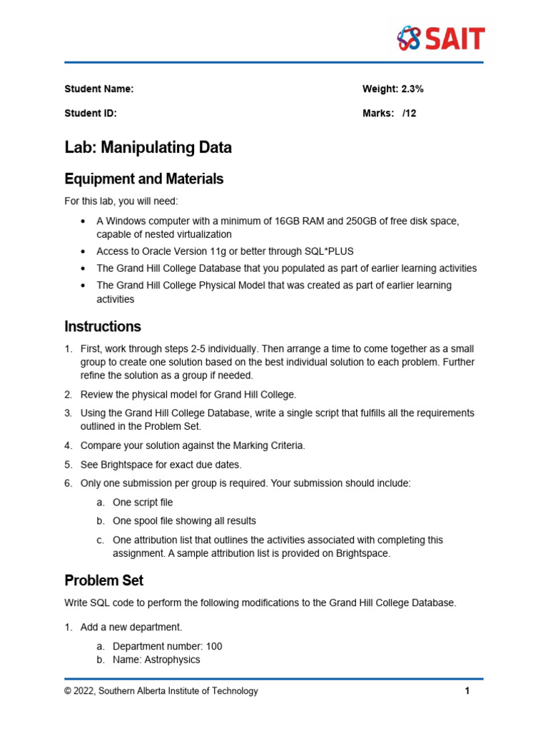 Lab Manipulating Data | PDF | Databases | Sql