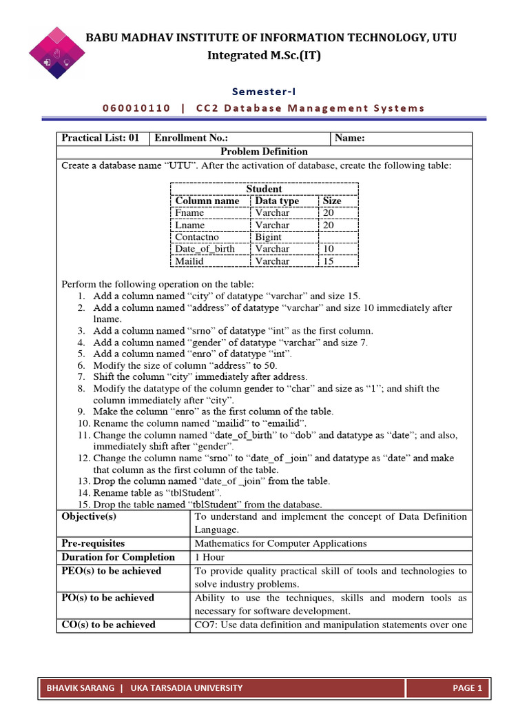 Practical List | PDF | Sql | Software Engineering