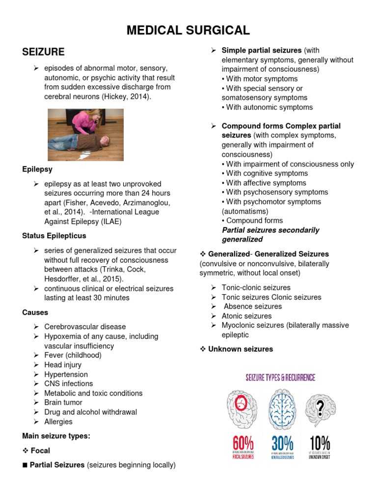 Medical Surgical Seizure, Head Injuries, MS Notes | PDF | Epilepsy ...