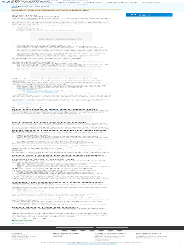 Lipid Panel What It Is, Purpose, Preparation & R | PDF | Low Density ...