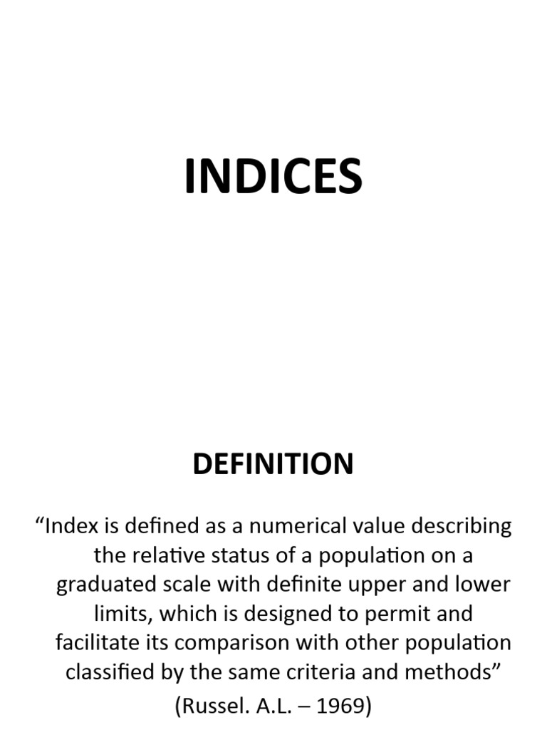 Indices (DMFT) | PDF | Science & Mathematics