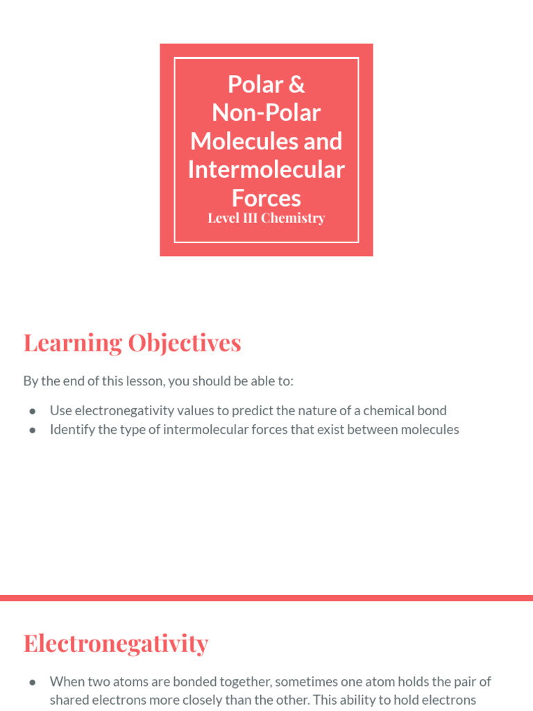1.6 - Polar & Non-Polar Molecules and Intermolecular Forces | PDF ...